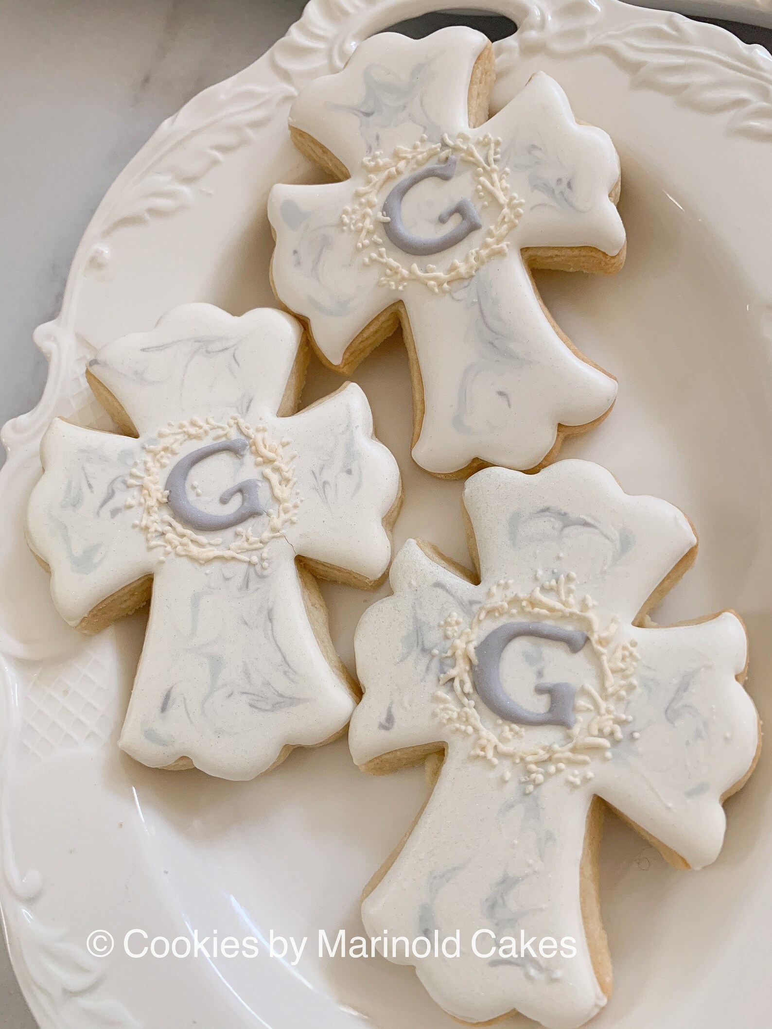 Crucifix or Cross Cookies With Monogrammed Wreath 12 Pieces - Etsy