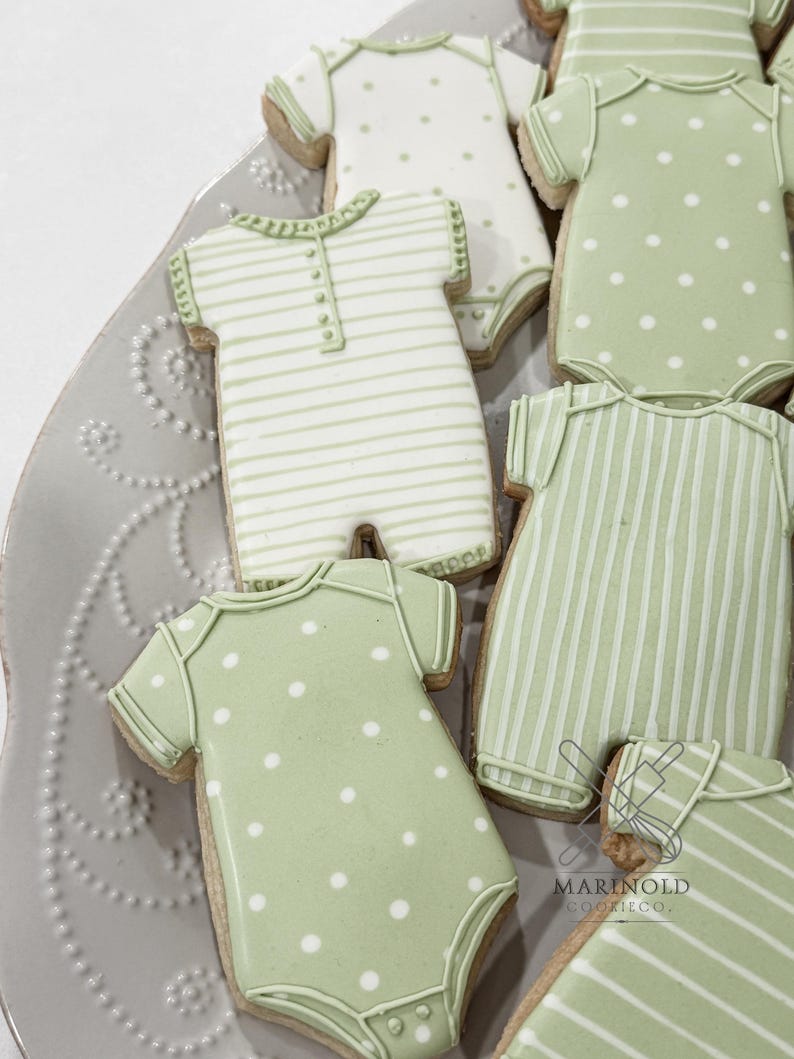 Gender Neutral Baby Shower Decorated Cookies: Sage Green and Ivory ...