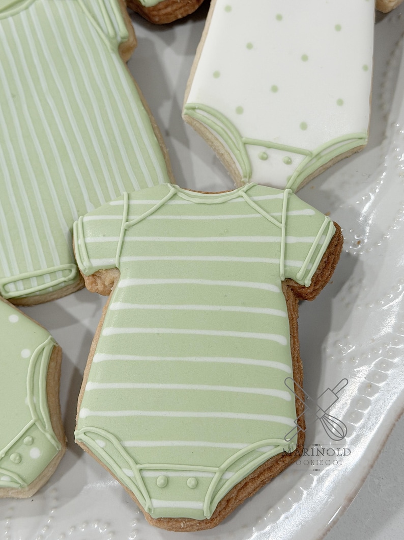 Gender Neutral Baby Shower Decorated Cookies: Sage Green and Ivory ...