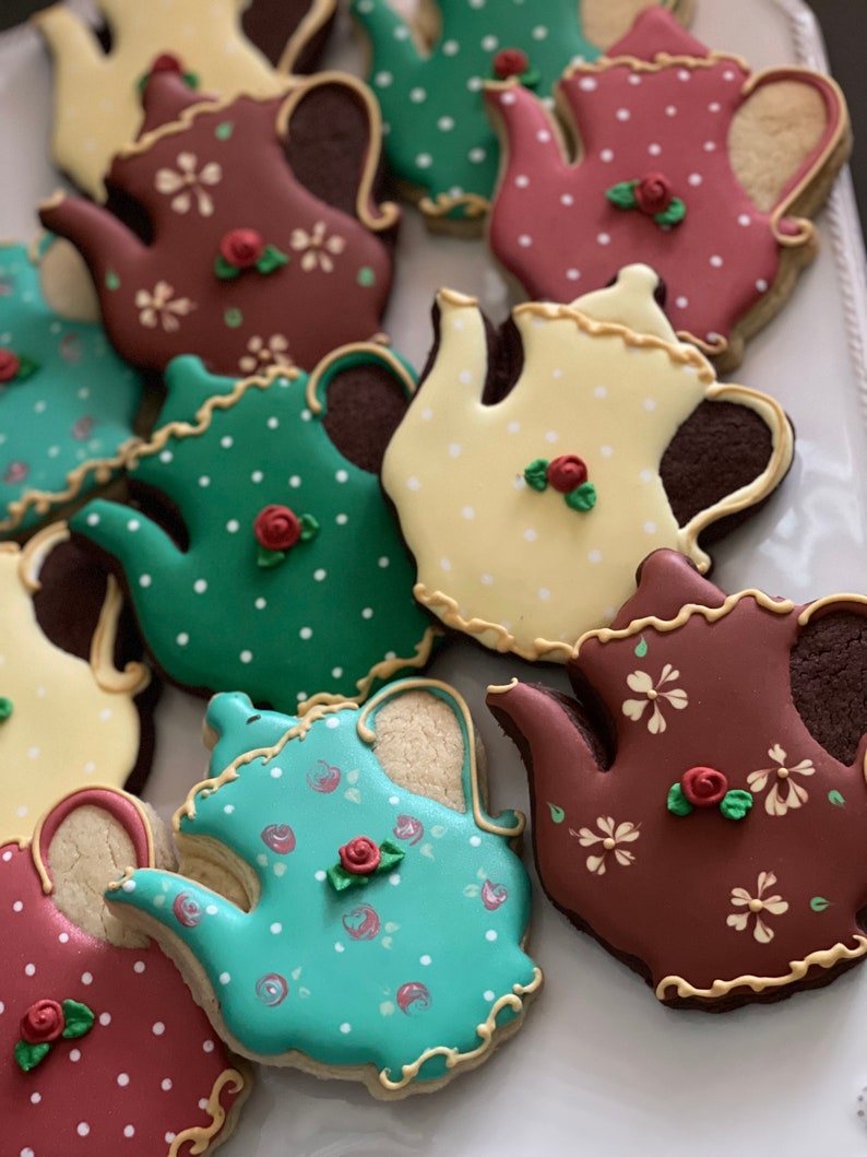 12 Tea Pot Cookies 3 Assorted Colors - Etsy