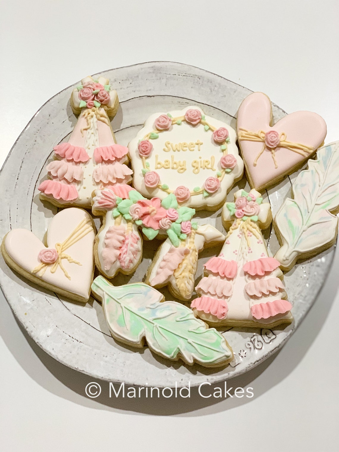 Boho Themed Pink Cookies 12 Pieces | Etsy