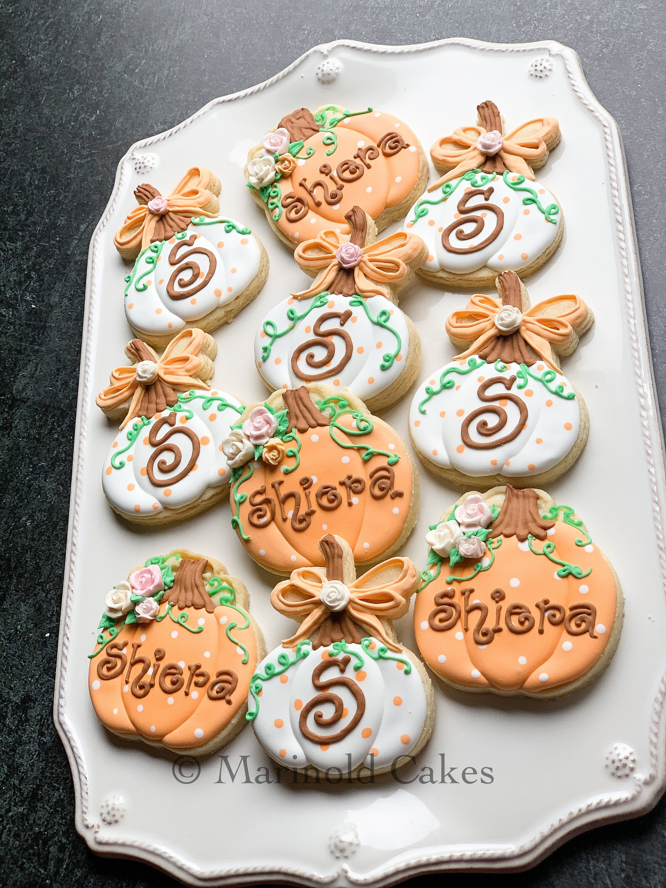 12 Girly Pumpkin Cookies With Name and Monogram for Baby | Etsy