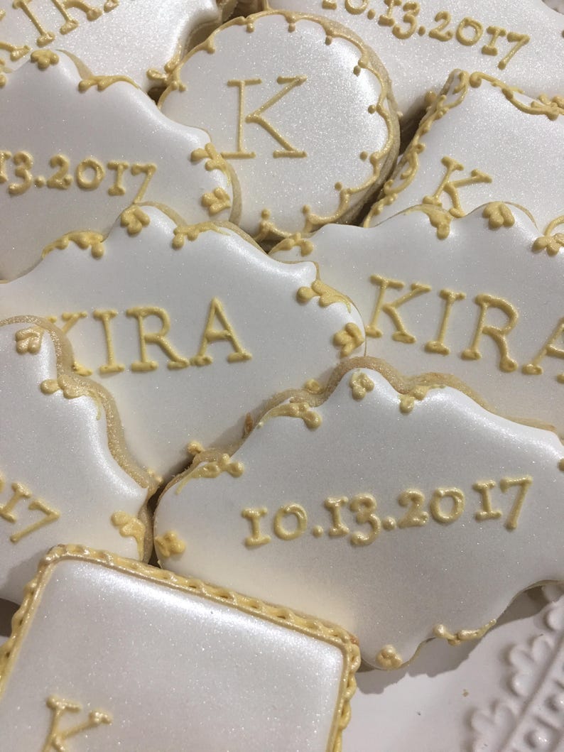 Monogram, Message, Date Cookies - 12 Cookie Favors for Weddings ...