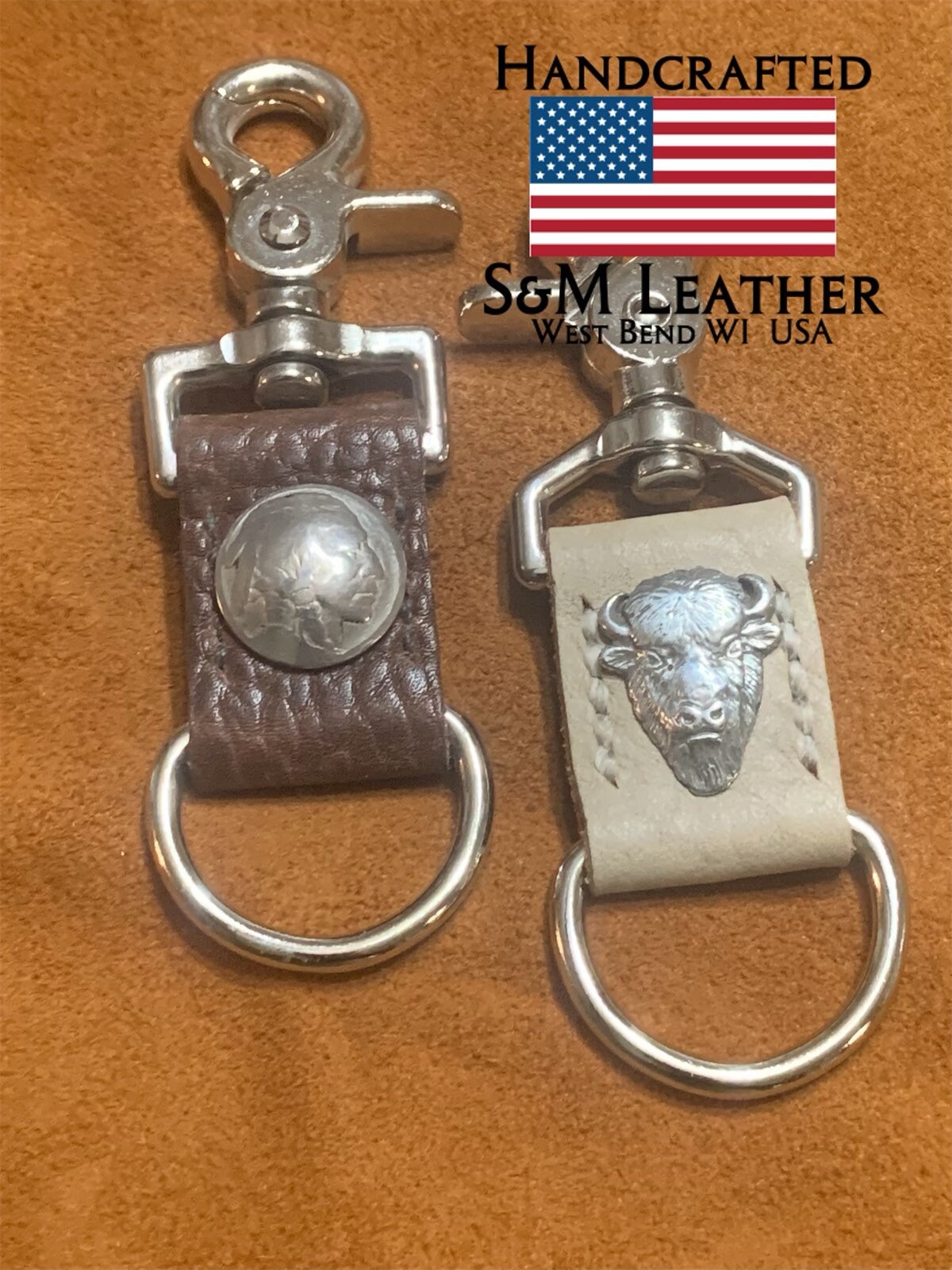 Genuine Buffalo Indian Head Nickel Leather Key Fob Keychain | Etsy