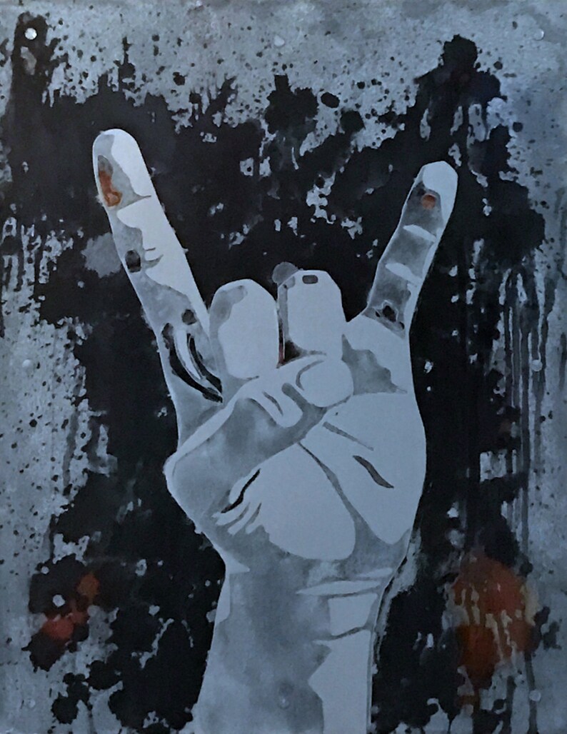 Rock on Hand, Rock and Roll Art, Sign Language Art, Rock N Roll Decor ...