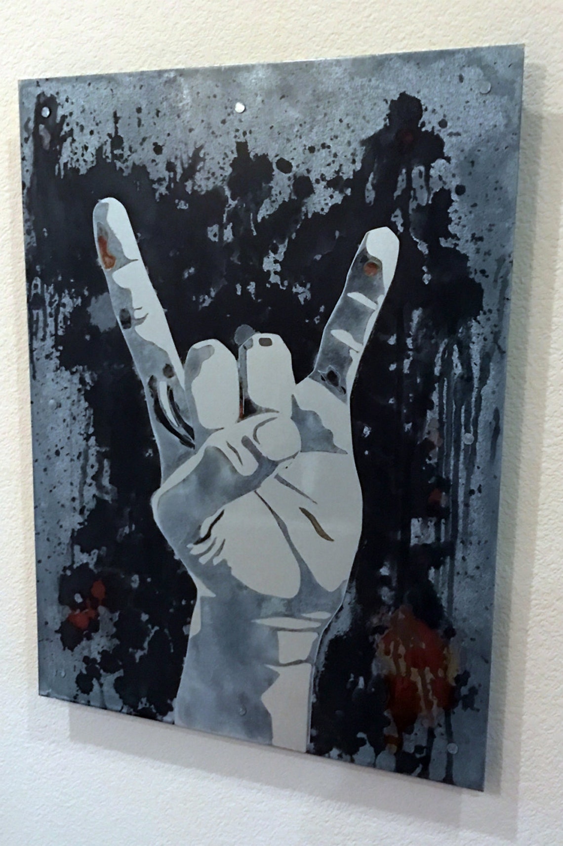 Rock on Hand, Rock and Roll Art, Sign Language Art, Rock N Roll Decor ...
