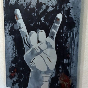 Rock on Hand, Rock and Roll Art, Sign Language Art, Rock N Roll Decor ...