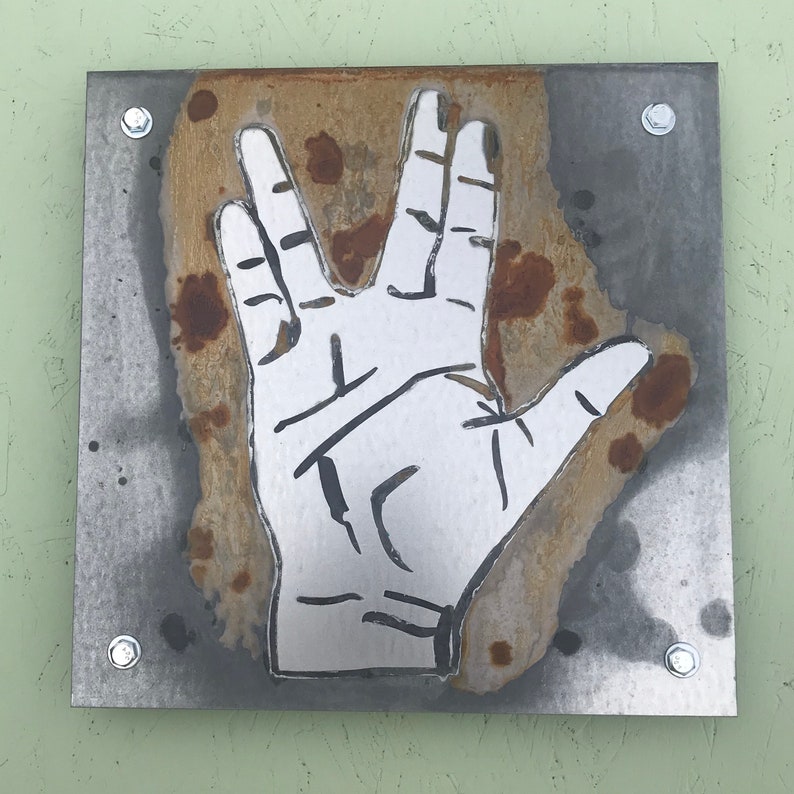 Large Metal Wall Art, Hand Symbol Art, Set of 4 Metal Signs, Office ...