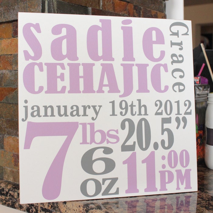 Modern Child Name Sign Pink Purple Nursery Baby Girl Nursery | Etsy