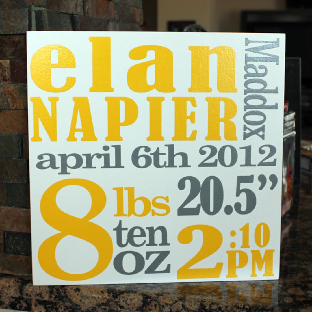 Gender Neutral Baby Gift, Name Art, Baby Nursery Decor, Personalized ...