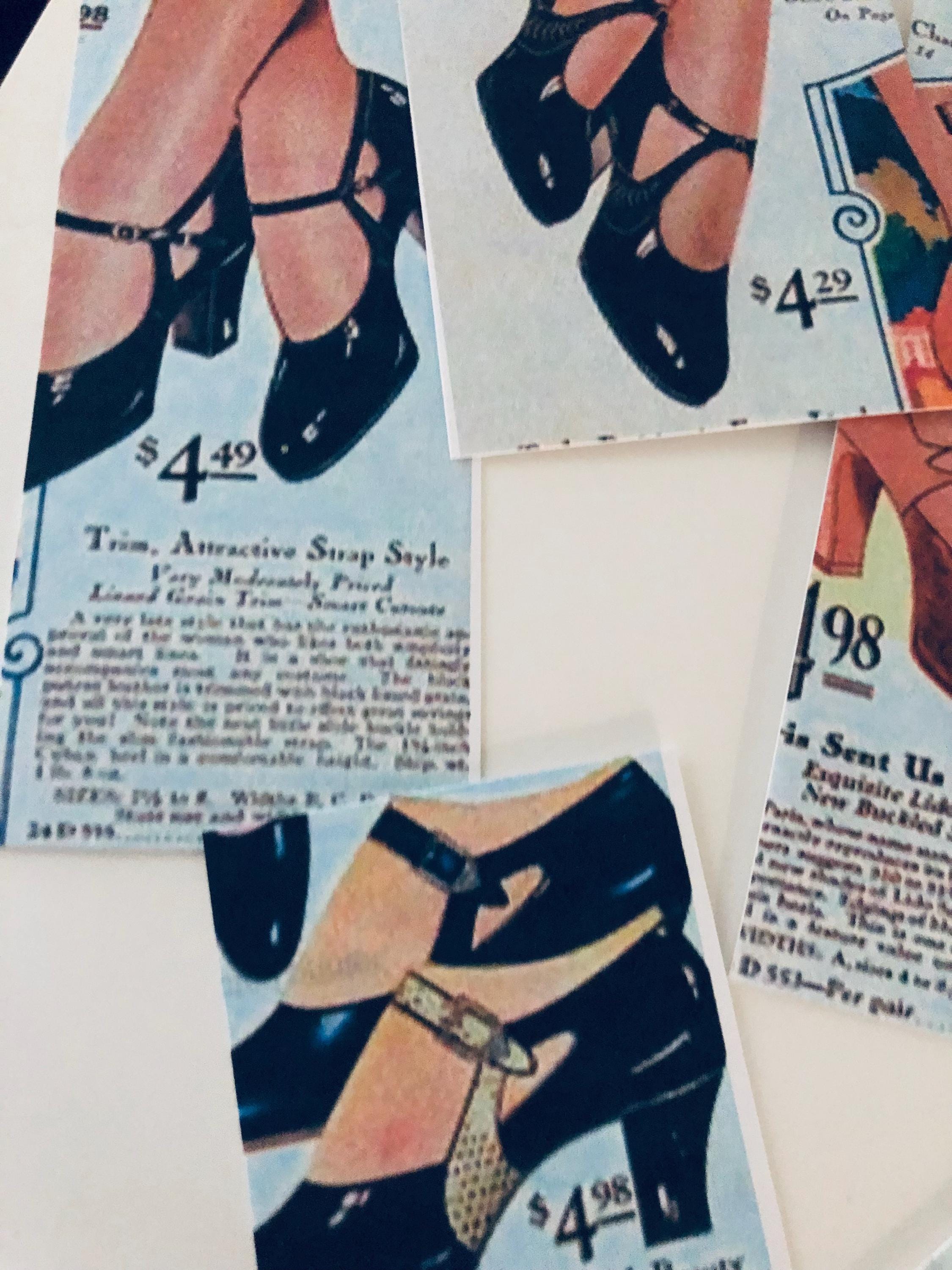 1940’s Vogue Shoes Cards for Journaling. Card Making Crafts. Set of 6 ...