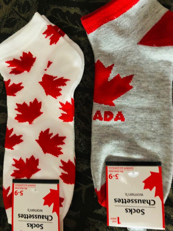 MAPLE LEAF SOCKETTES or Ankle Socks for Women Soft Grey With | Etsy