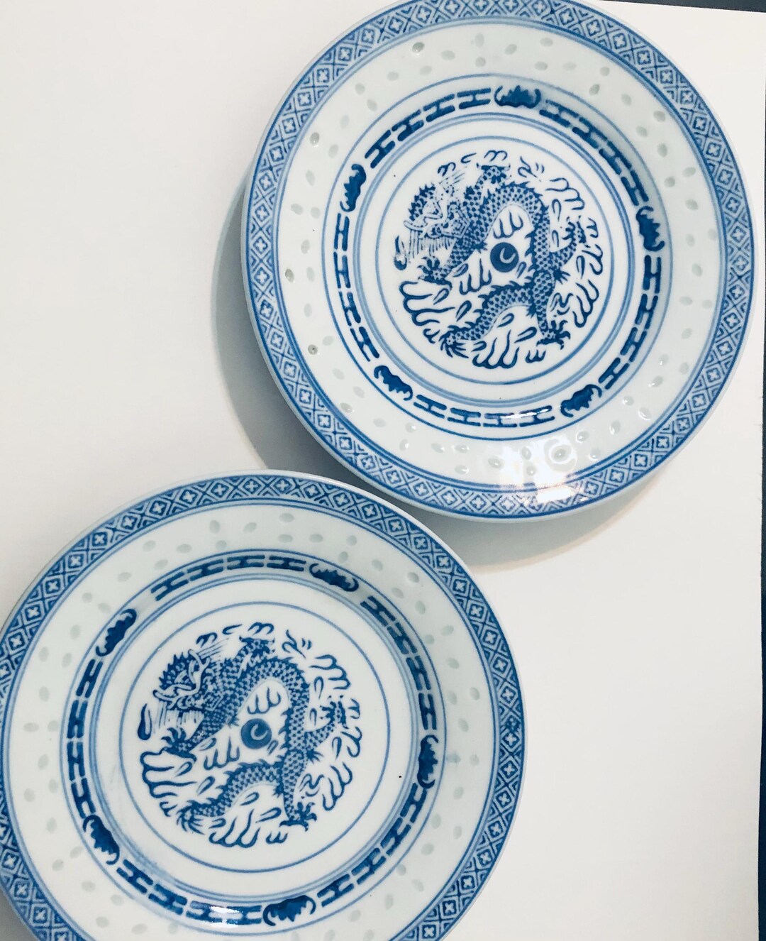 Vintage CHINESE Blue Dragon Plates. Set of 2. 6 Inch Plates, Excellent ...