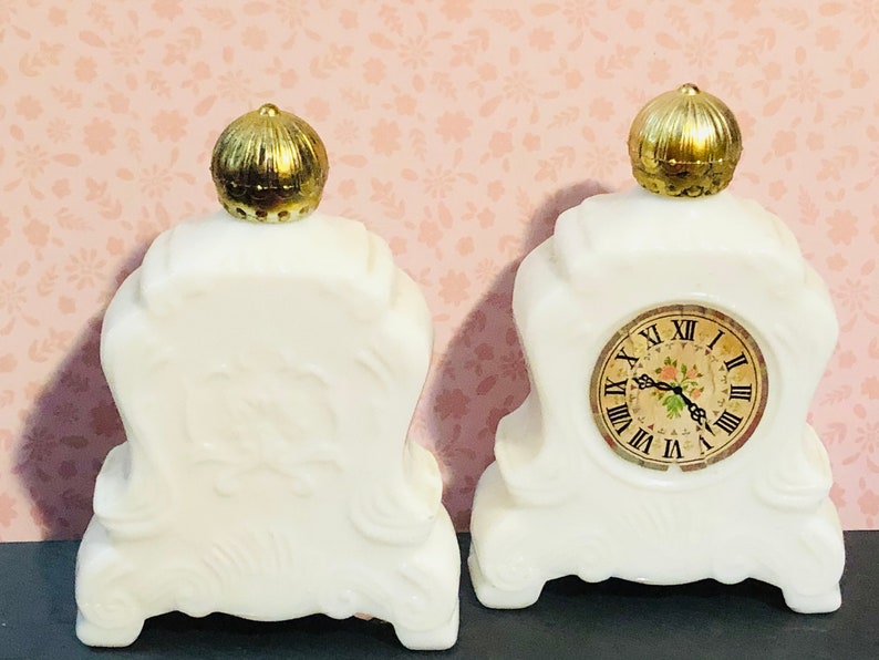 AVON Vintage MILK GLASS Cologne Bottles, Clock Design From the 70's ...