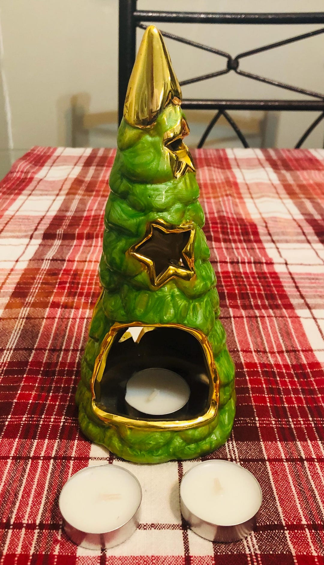Ceramic Christmas TREE Tea Light Holder. Vintage 70s. Free Shipping - Etsy