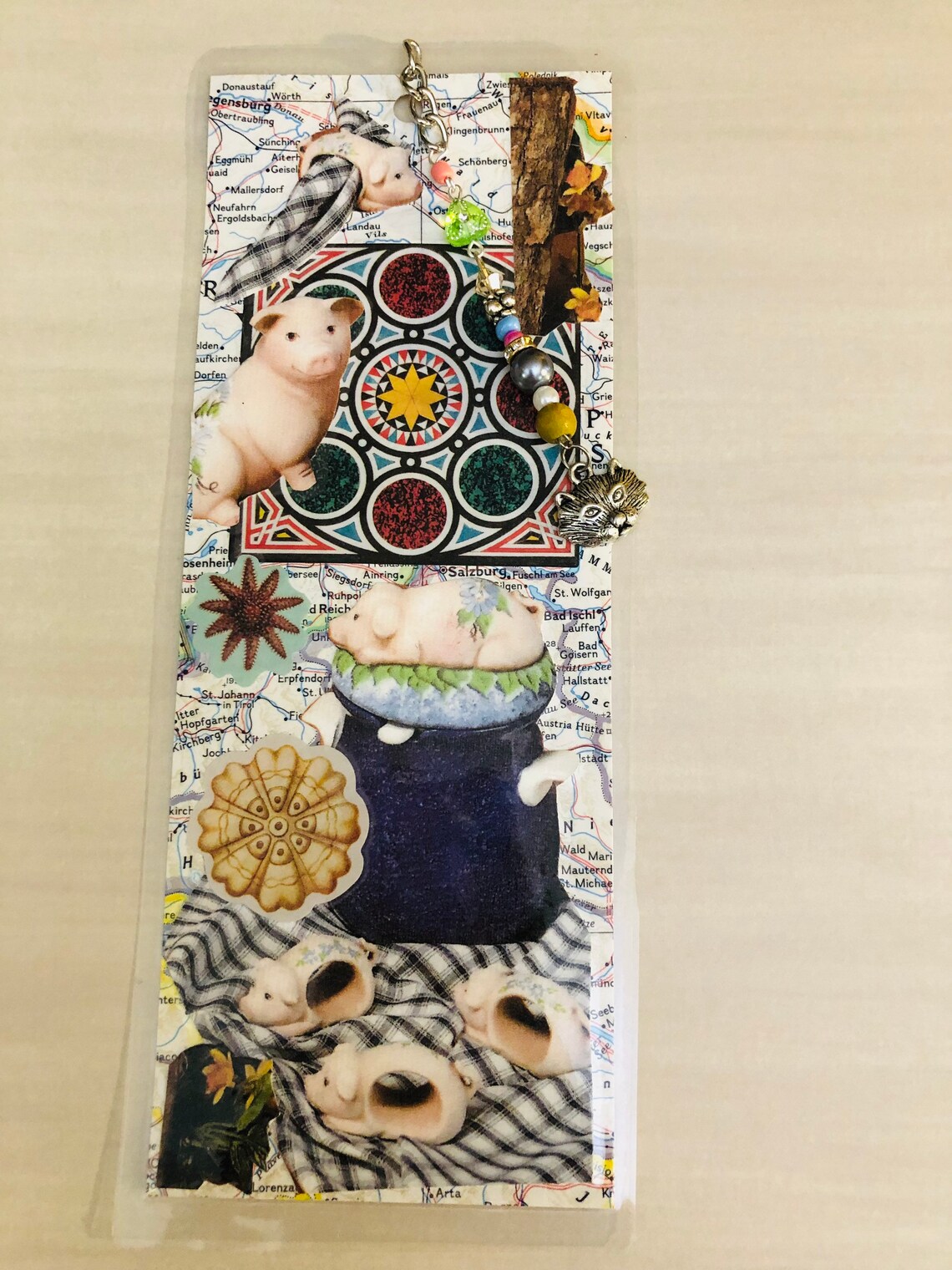 Collage Bookmark Laminated and Zebra Ribbon Bookmark With | Etsy