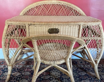 Wicker Vanity Chair - Etsy