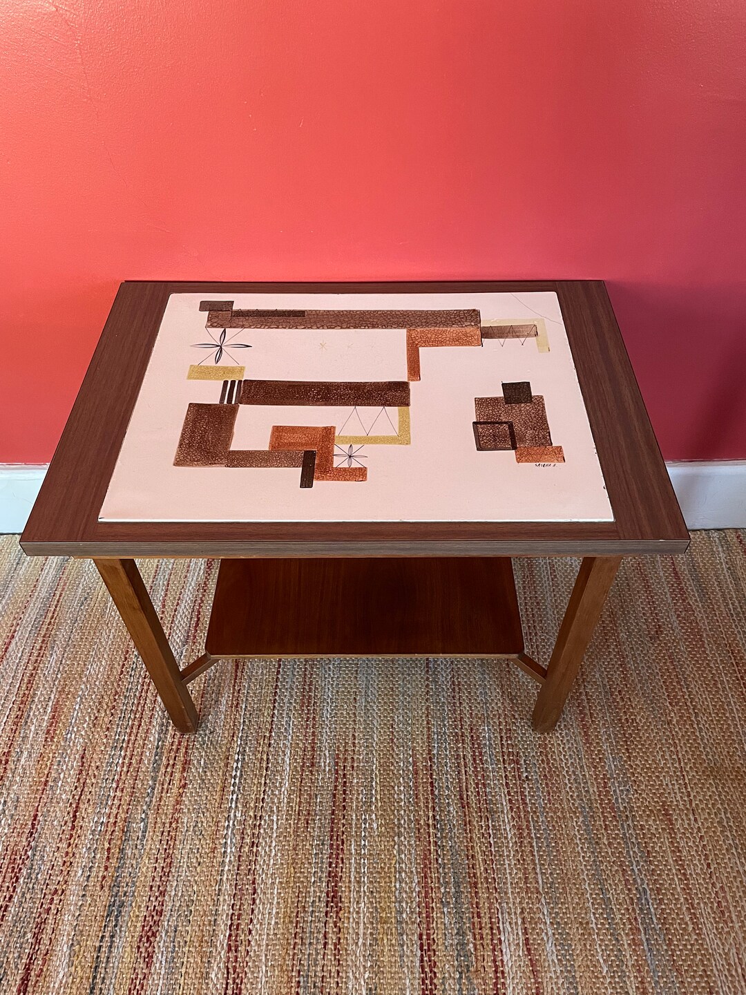 MCM Sascha Brastoff Tile Accent Table Signed RARE - Etsy