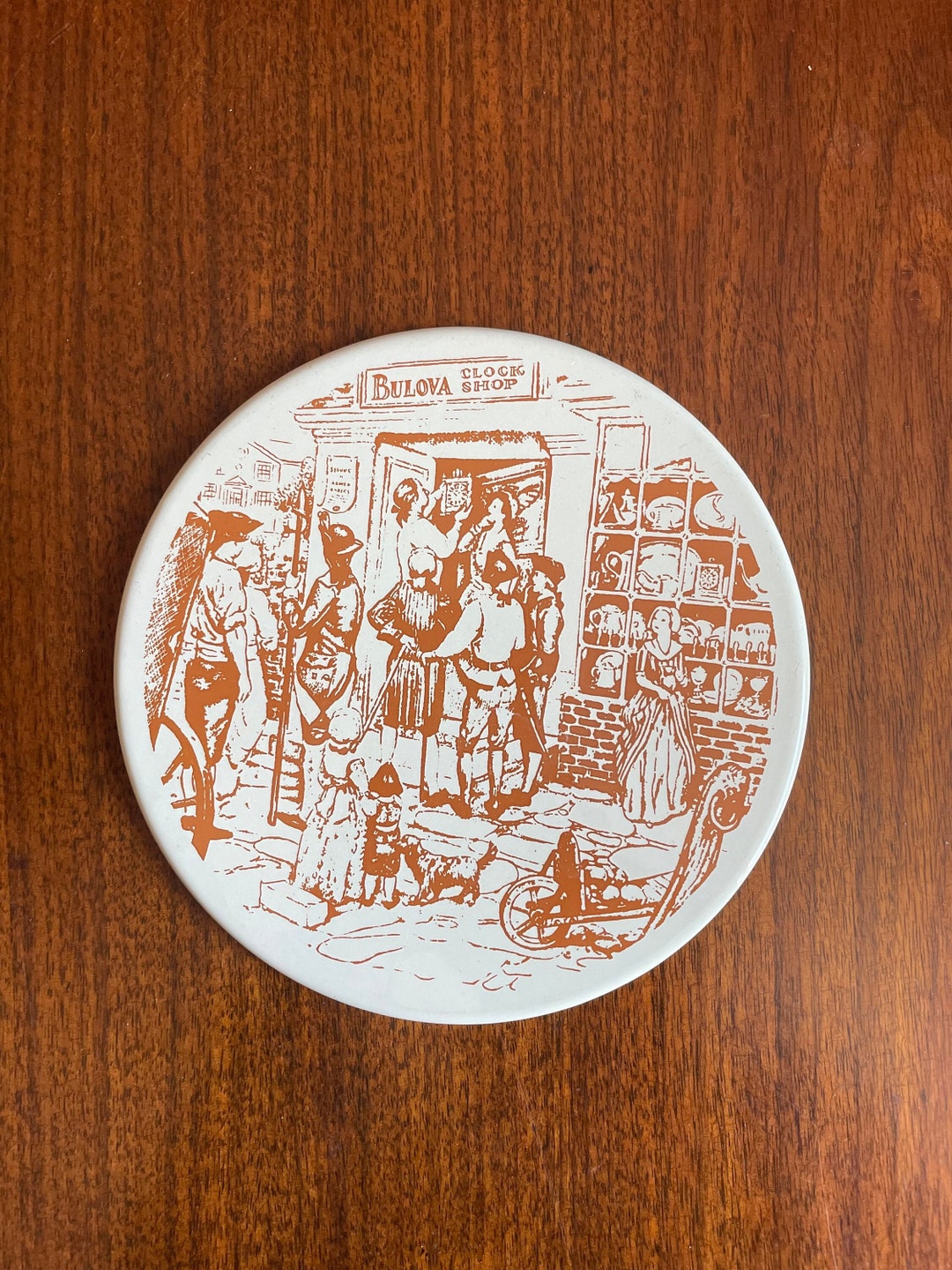 Vintage Round 6x6 BULOVA Enamel Trivet - Etsy