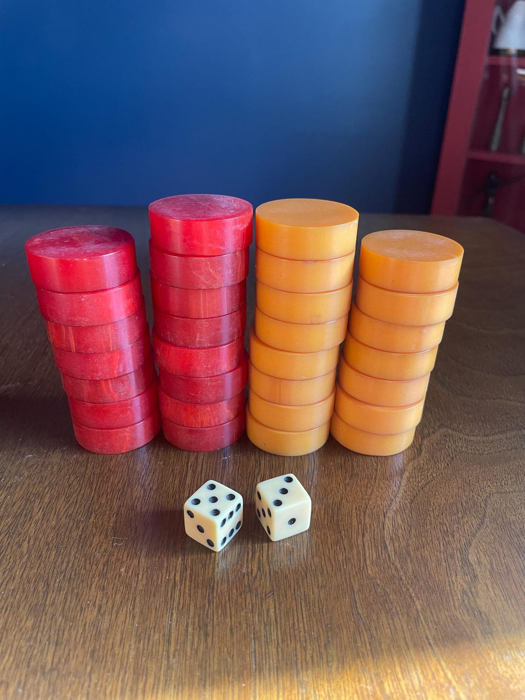 Vintage Crisloid Bakelite Catalin/backgammon 1.5” Butterscotch and ...