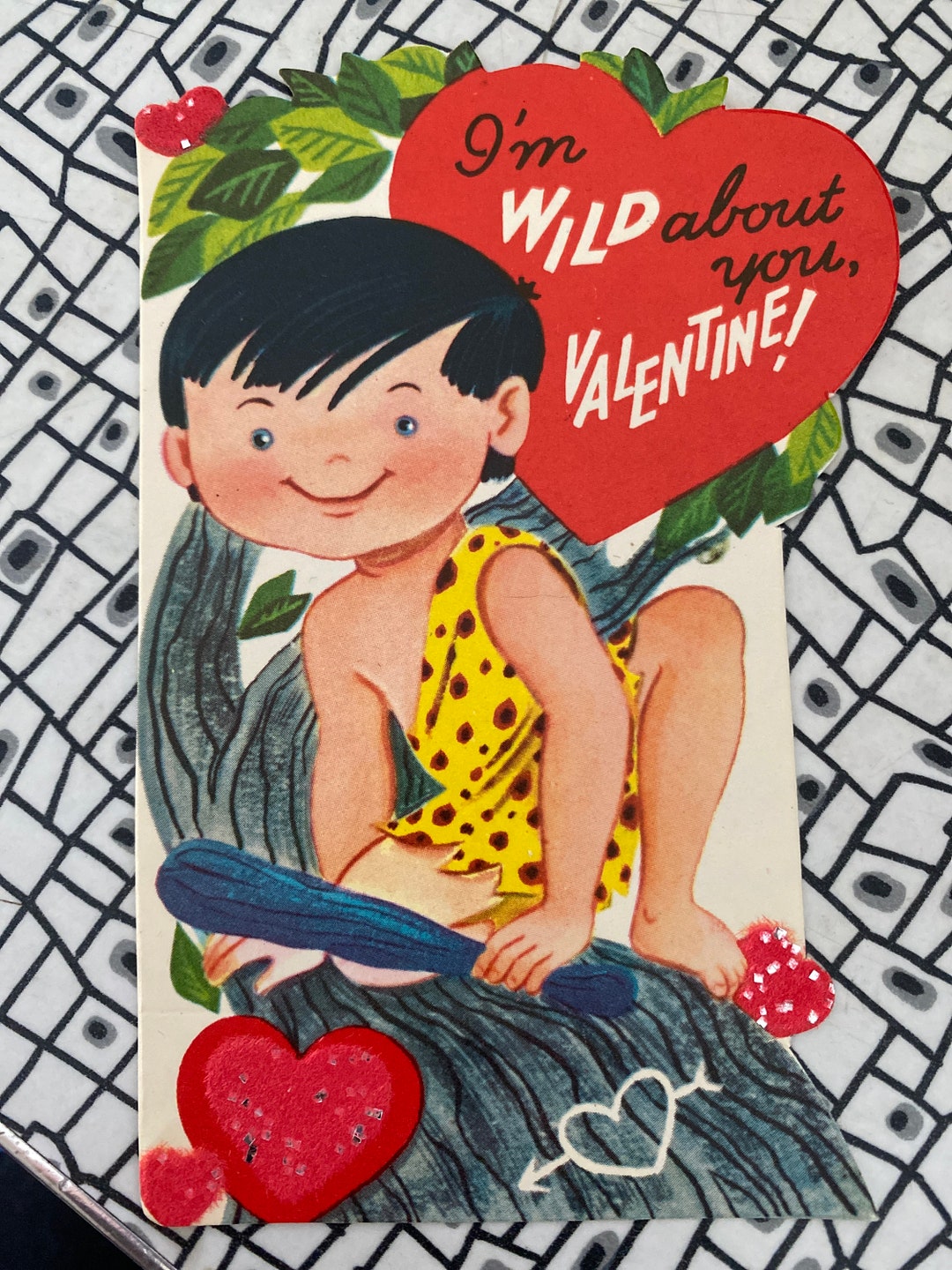 Vintage 1950s Valentine Card Im Wild About You Valentine - Etsy
