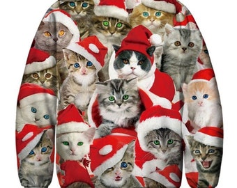Cat christmas sweater | Etsy