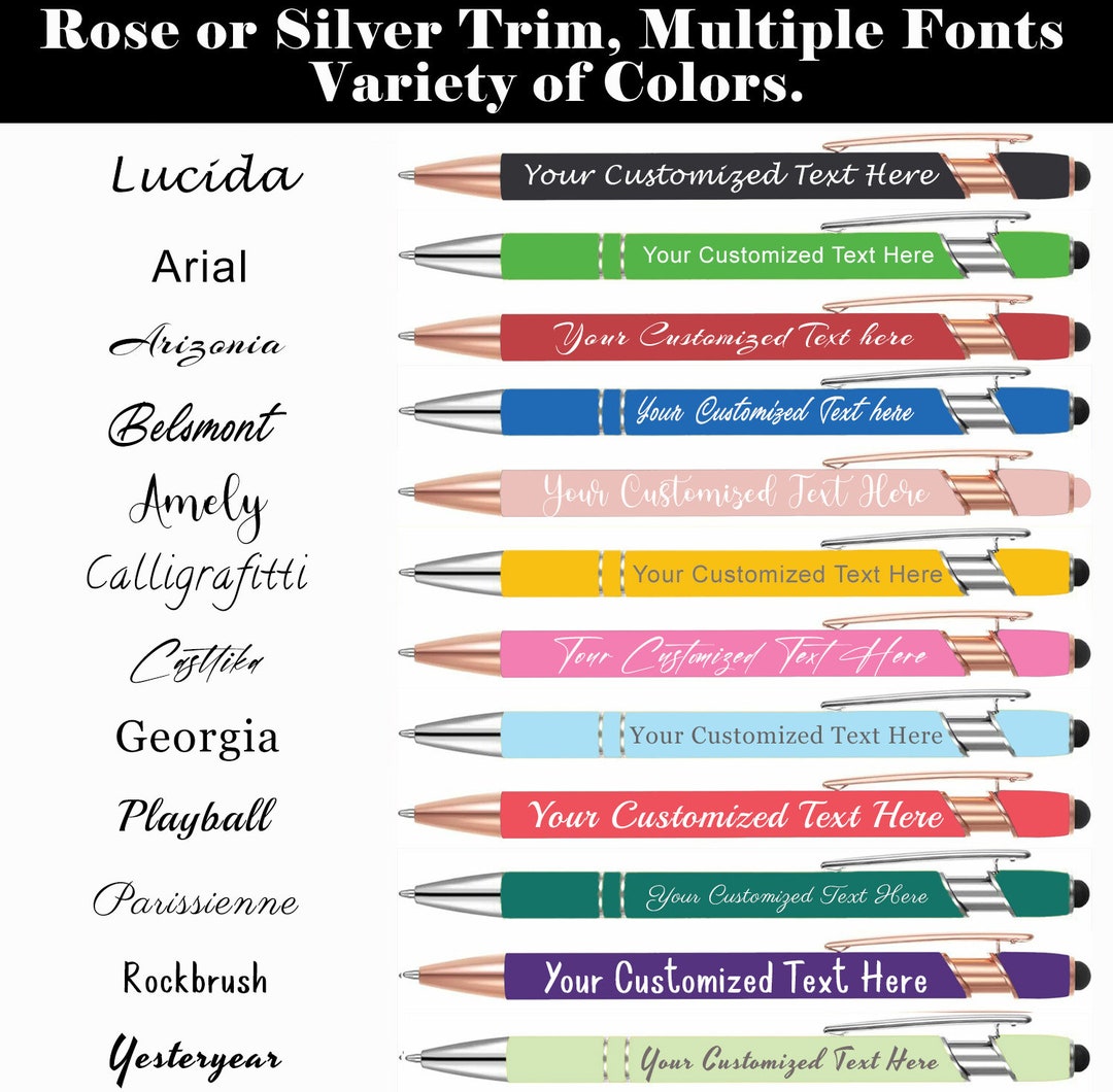 Elegant Set of 12 Custom Engraved Text/logo Metal Stylus Pens: Perfect ...