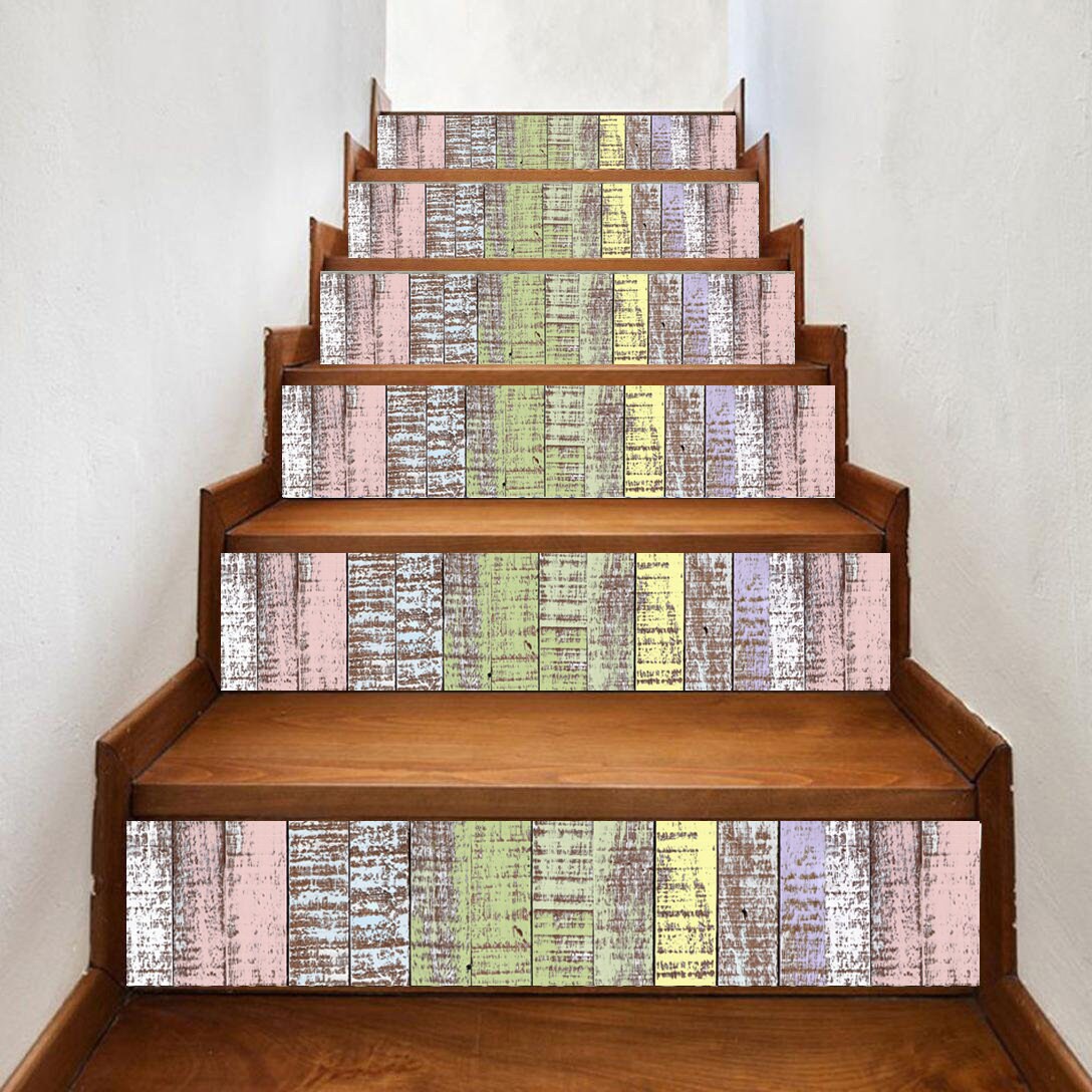 Pastel Wood Kids Stair Riser Window Sill Tile Stickers 7 | Etsy