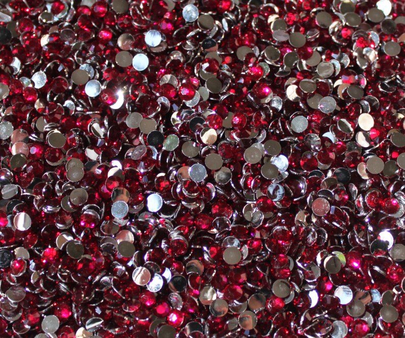1000 Crystal Flat Back Resin Rhinestones Gems, Fuchsia Red, Choose Your ...