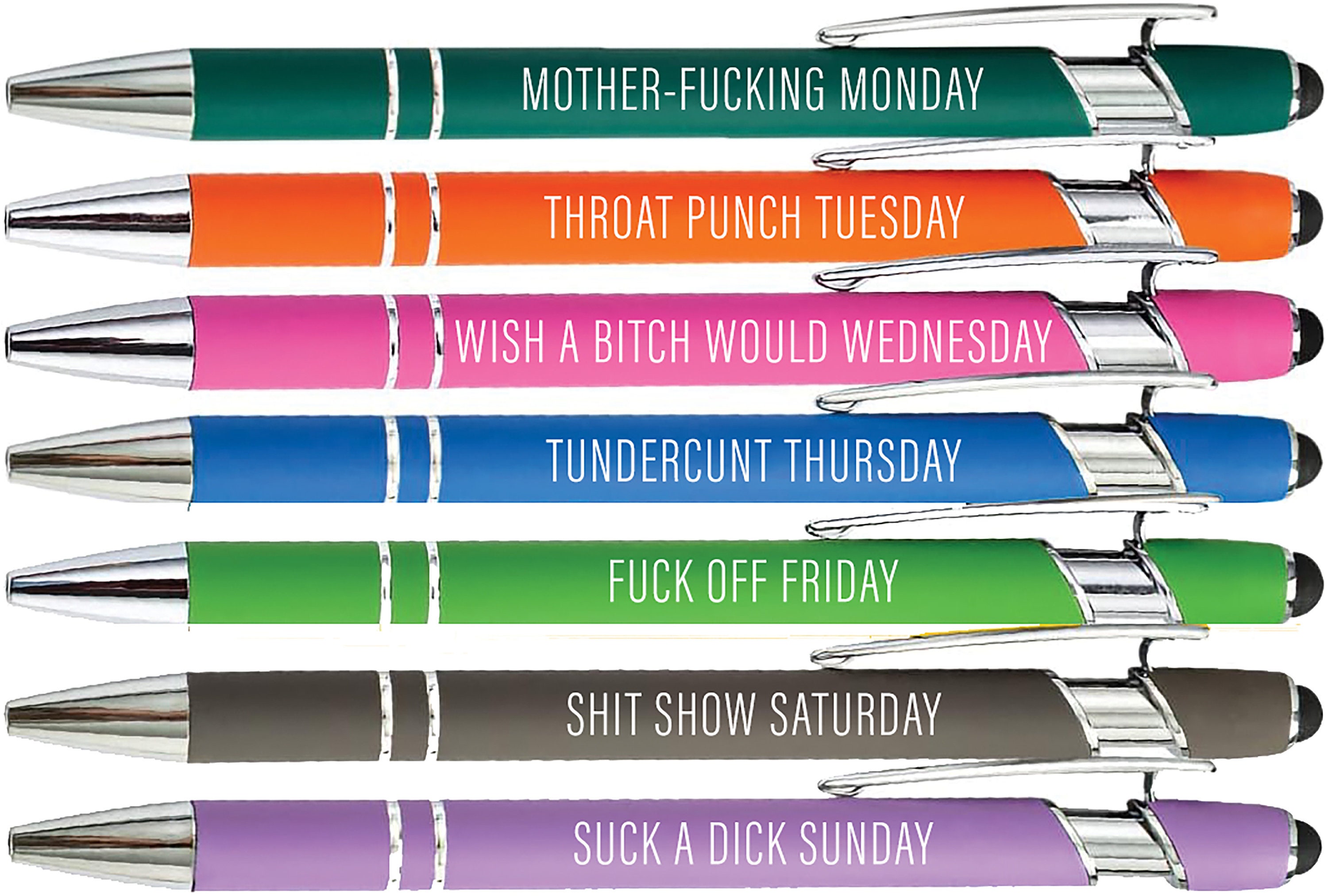 Offensive Days of the Week Pen Quotes, Funny Pen Set of 7, Adult Humor ...