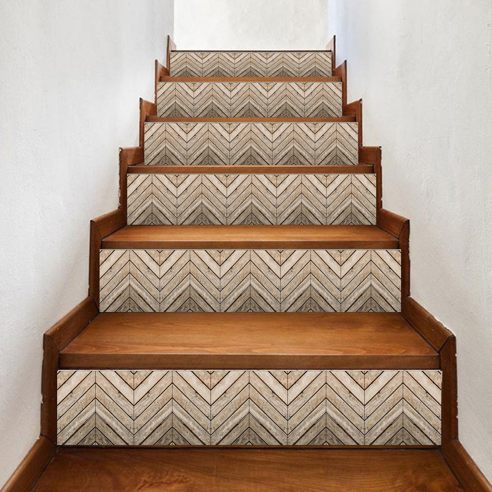 Weathered Wood Stair Riser Chevron Pattern Tile Stickers 7 - Etsy