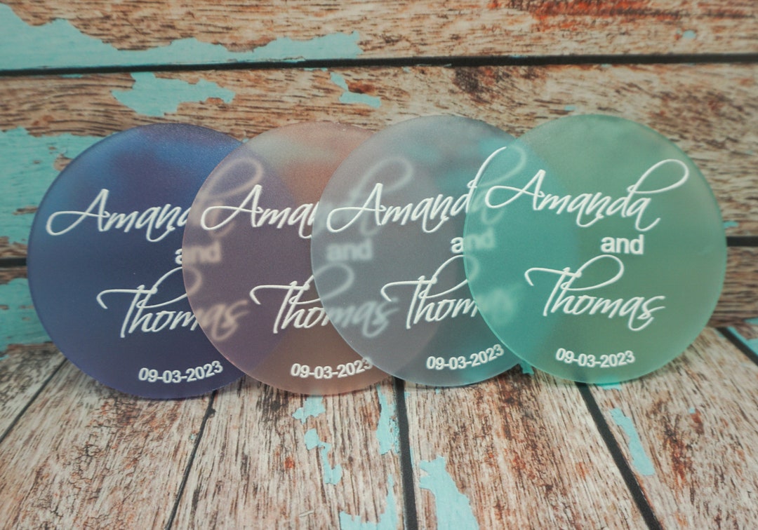 Frosted Custom Acrylic Wedding Coasters Choose Color in Menu - Etsy