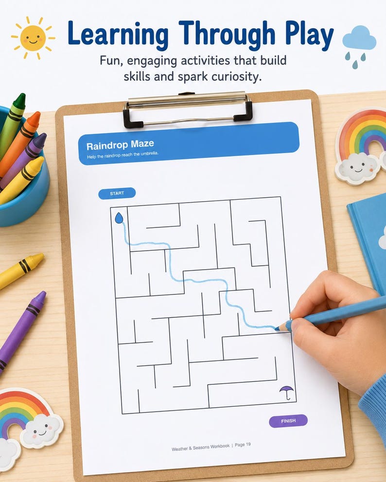 Preschool Weather & Seasons Workbook, 32 Printable Activities (PDF ...