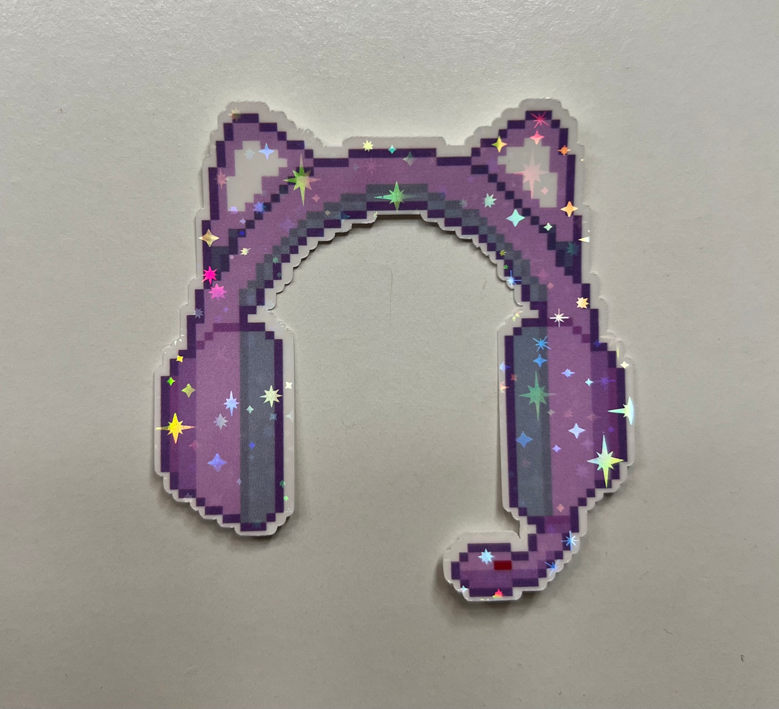 Pixel Art Kitty Gamer Headphones Sticker - Etsy