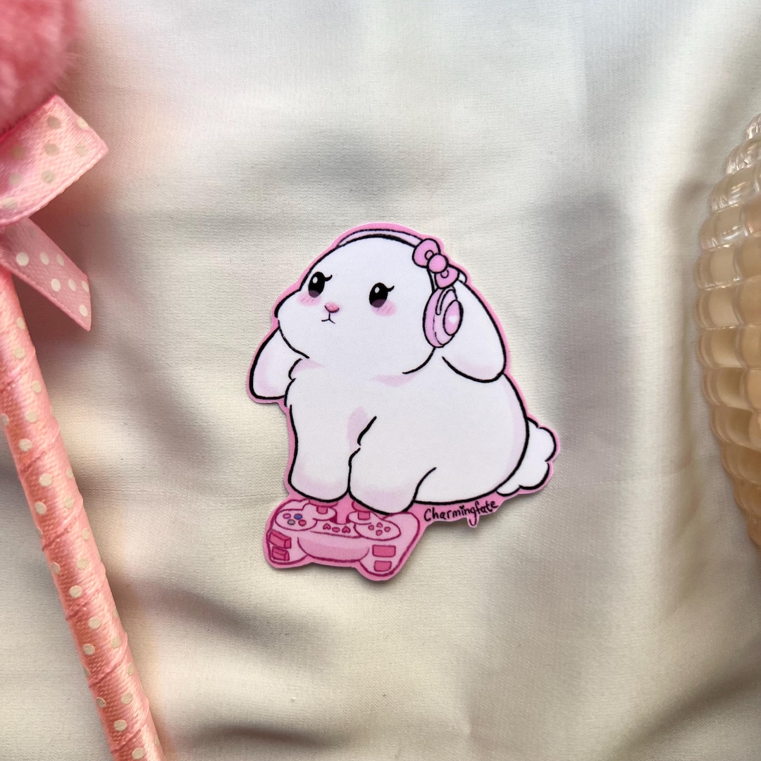 Cute Gamer Bunny Sticker - Etsy