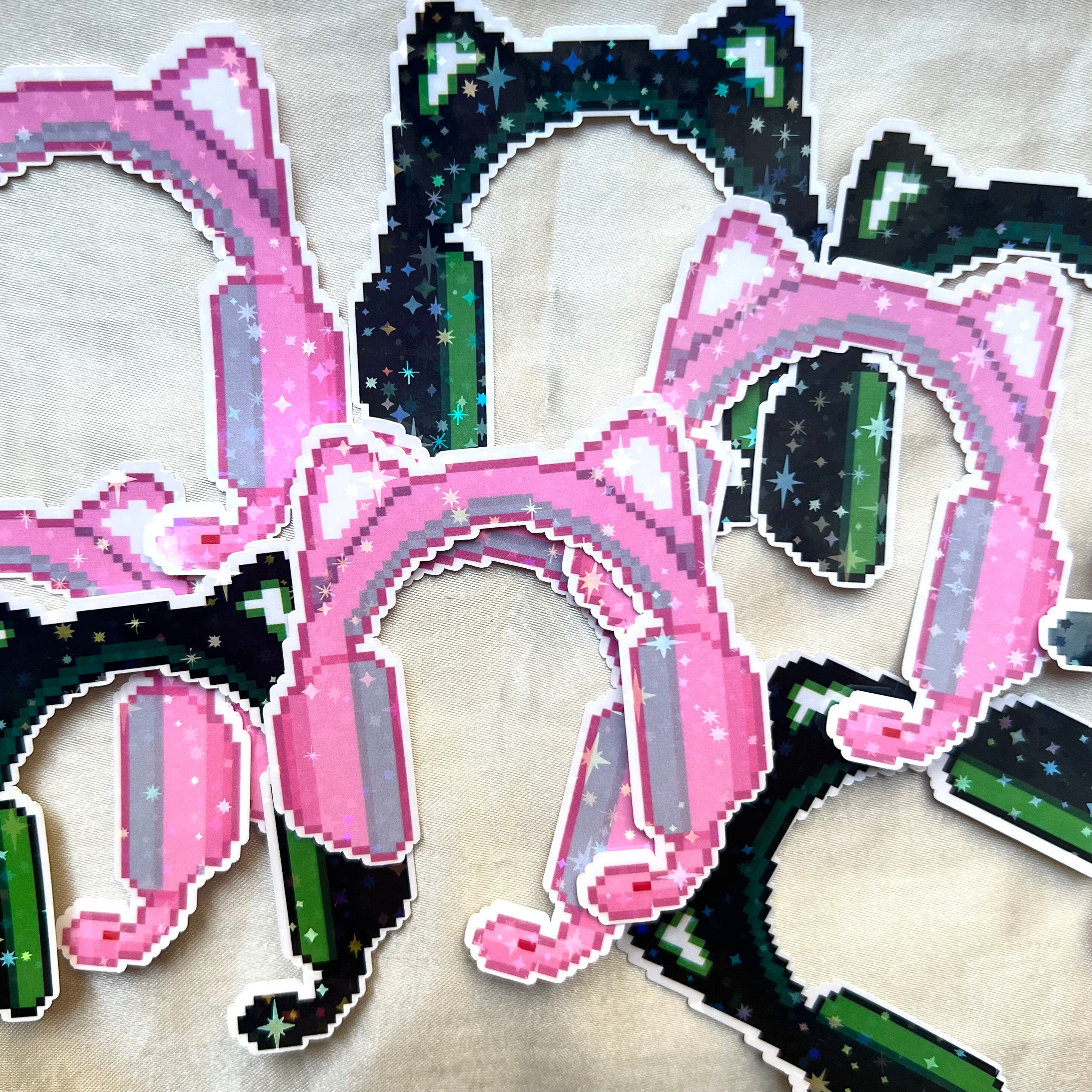 Pixel Art Kitty Gamer Headphones Sticker - Etsy