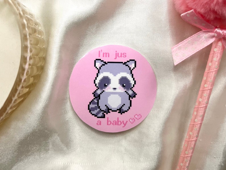 I'm Jus A Baby Racoon Pixel Art Sticker - Etsy