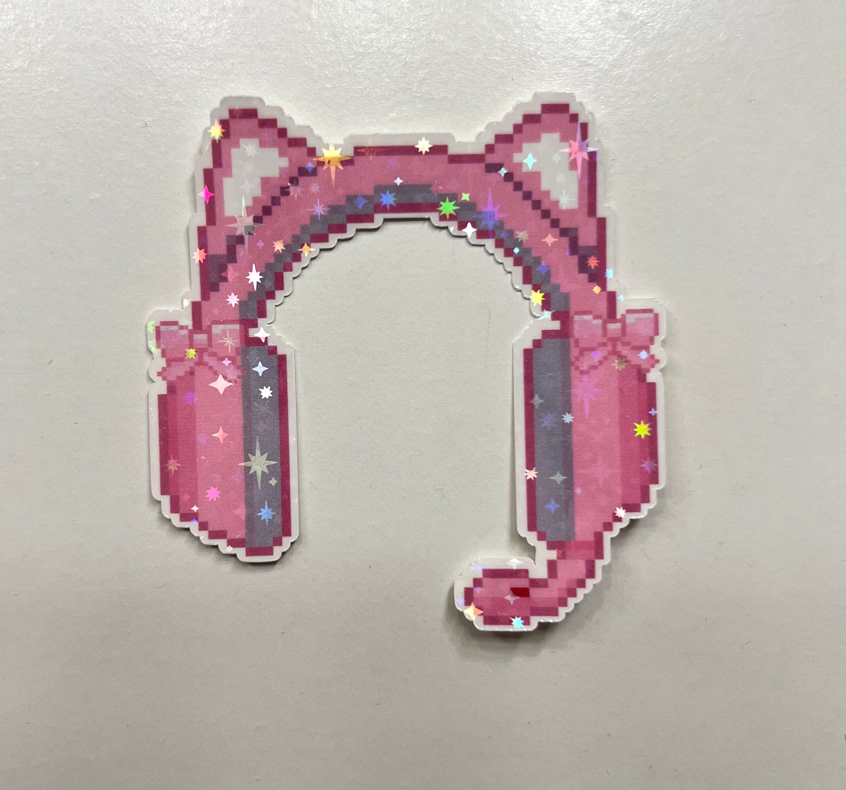 Pixel Art Kitty Gamer Headphones Sticker - Etsy