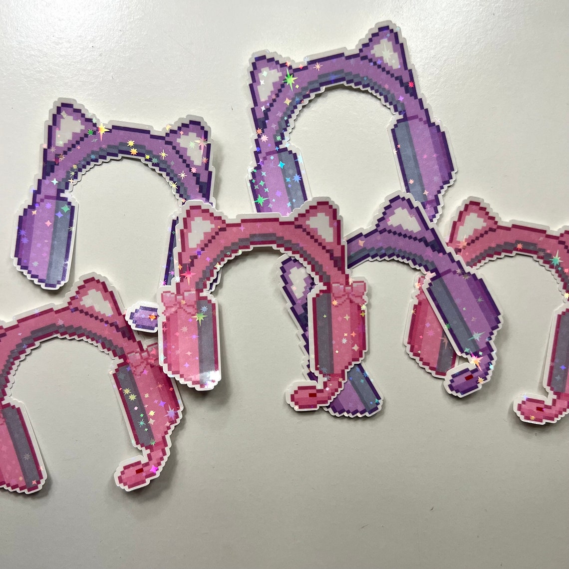 Pixel Art Kitty Gamer Headphones Sticker - Etsy