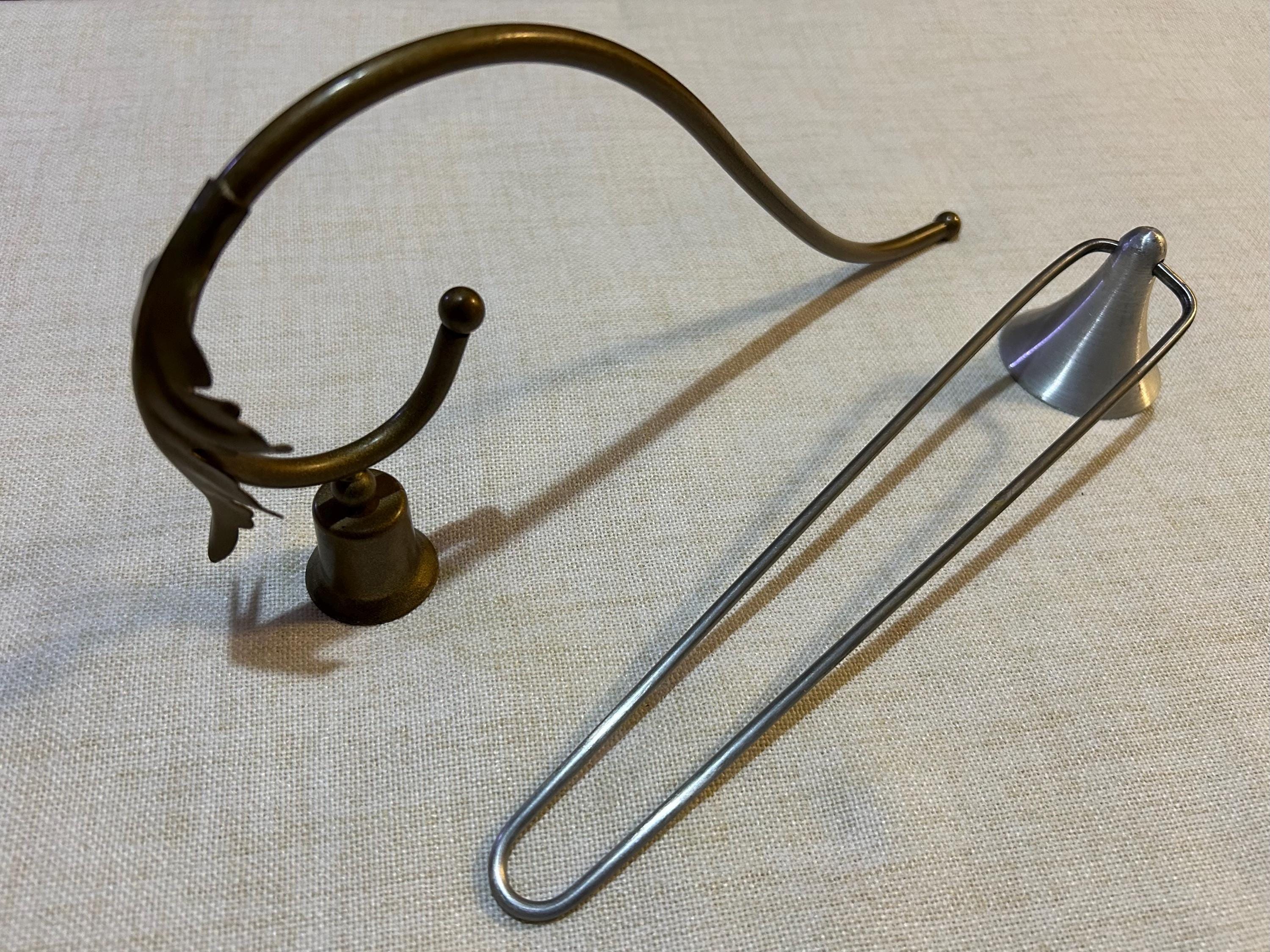 Pewter Brass Vintage MCM Bell Shaped Leaf Nature Design Candle Snuffer ...
