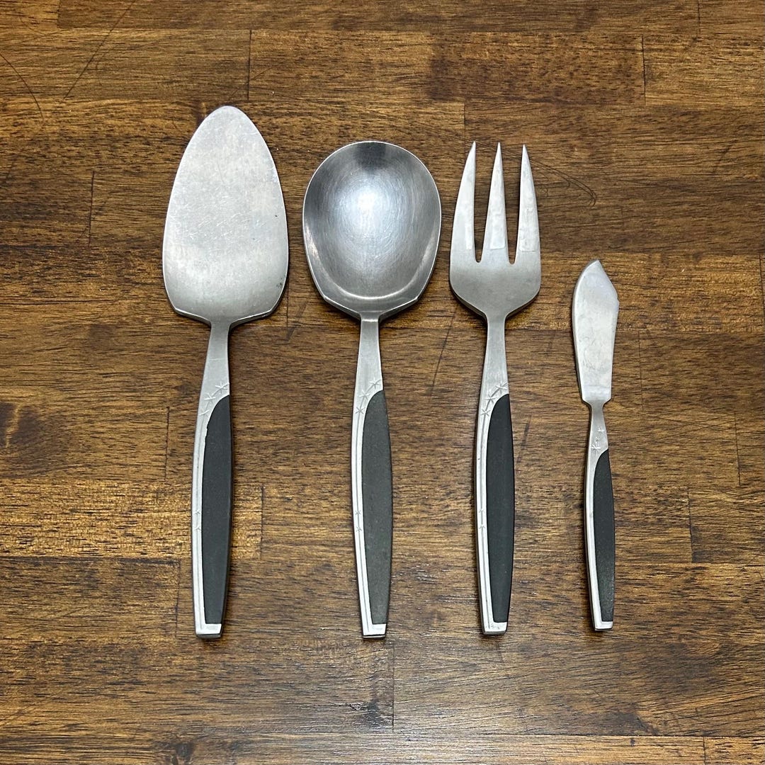 Mar-crest Vintage Ebony Elegance Atomic Starburst Serving Utensils Set ...