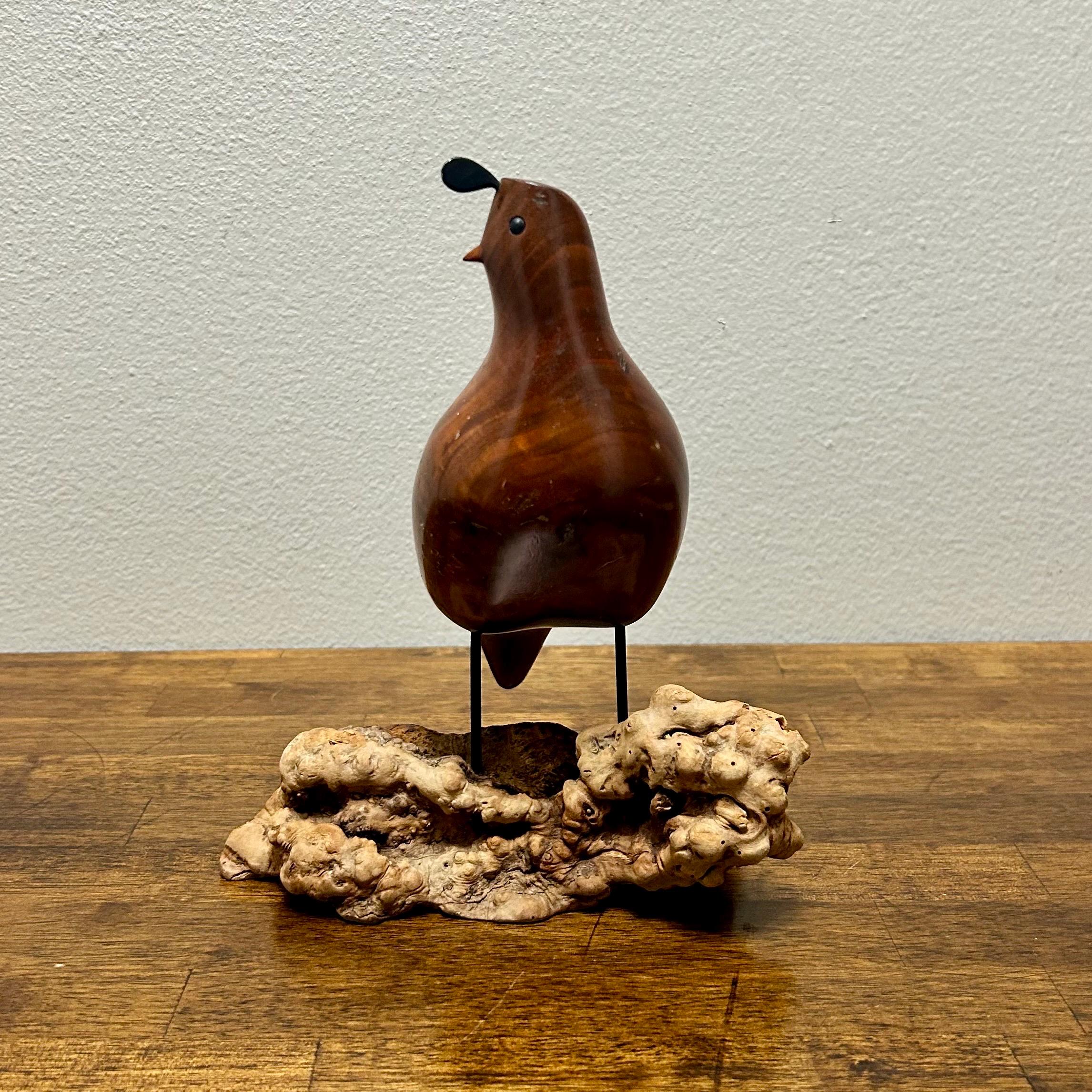 Vintage Wood Quail Sculpture by John Bennett, Hand Carved Walnut Bird ...