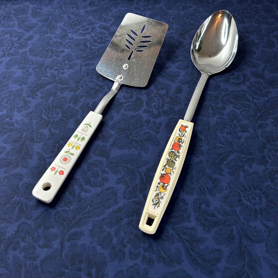 Ekco Vintage Spice of Life Serving Spoon, Daisy & Tulip Slotted Spatula ...
