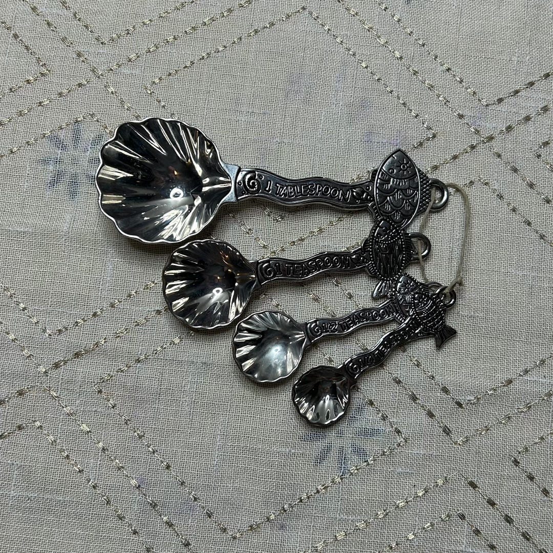 Stainless Vintage Seashell and Fish Measuring Spoons, Set of 4 ...