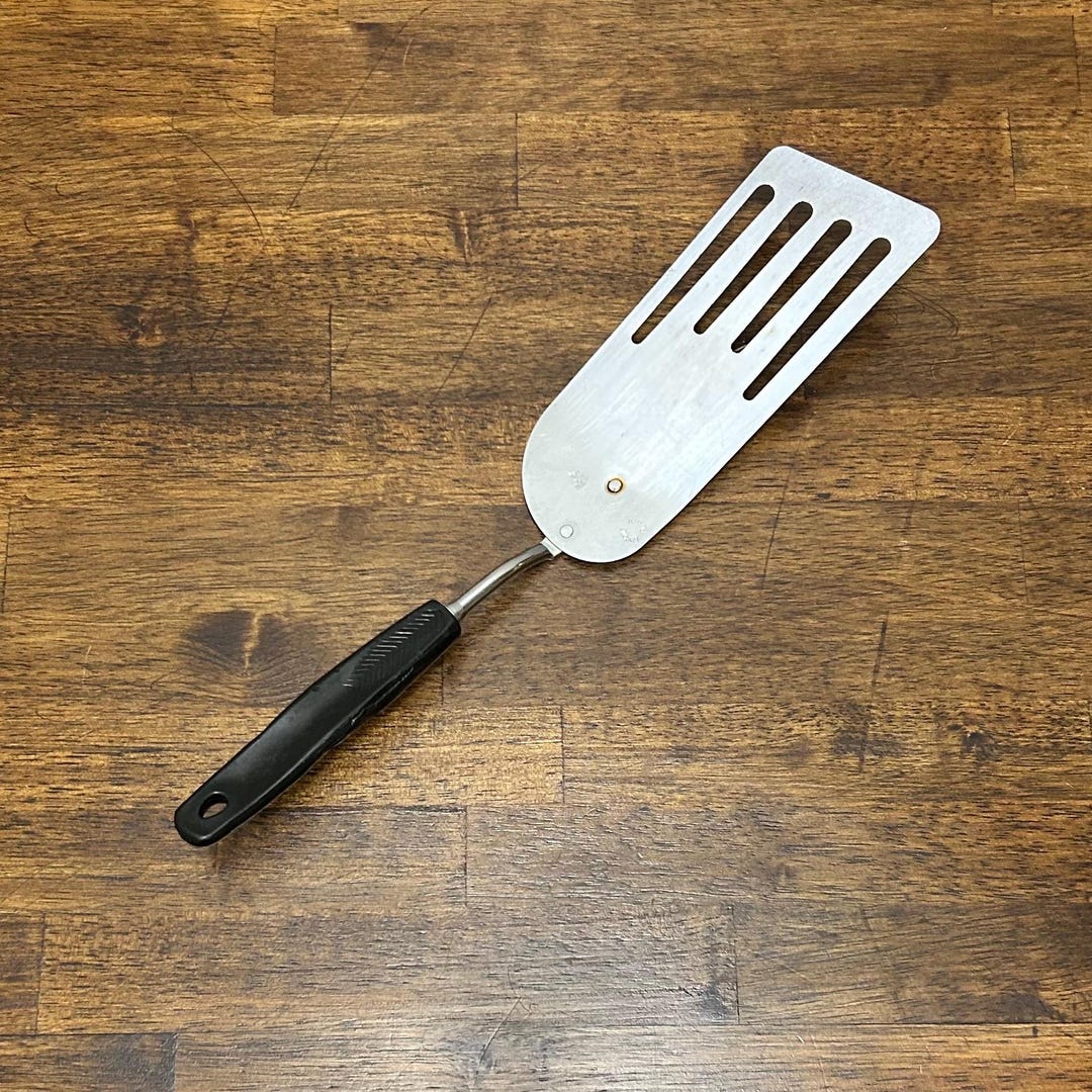 Vintage Foley Slotted Angled Spatula, Chrome Plated Black Nylon Handle ...