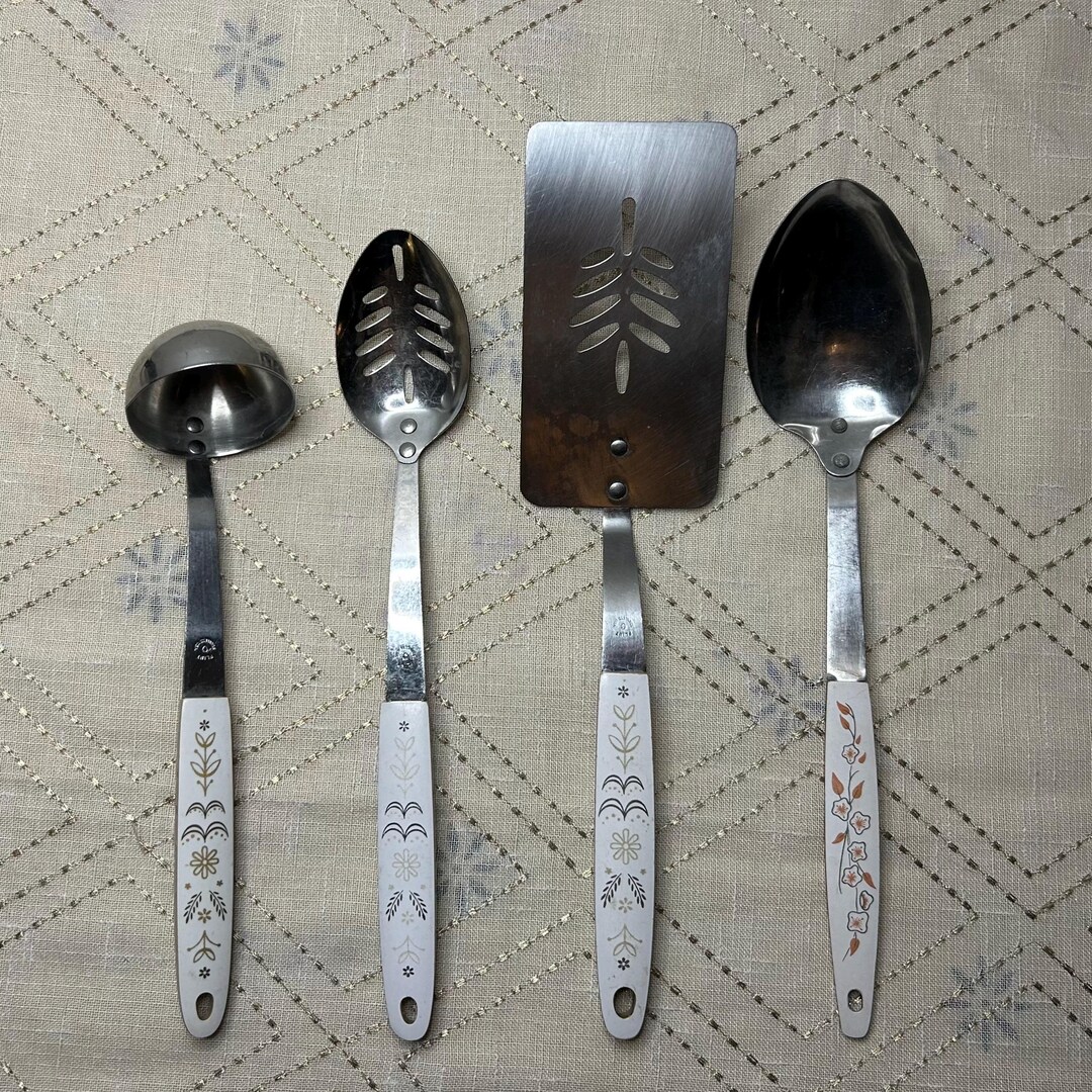 Ekco Vintage Slotted Spatula, Ladle, Pierced Spoon, Harvest Wheat or ...