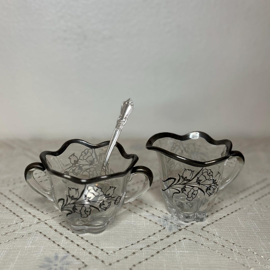 Duncan Miller Canterbury Vintage Cream & Sugar Set, Boho Silver Floral ...