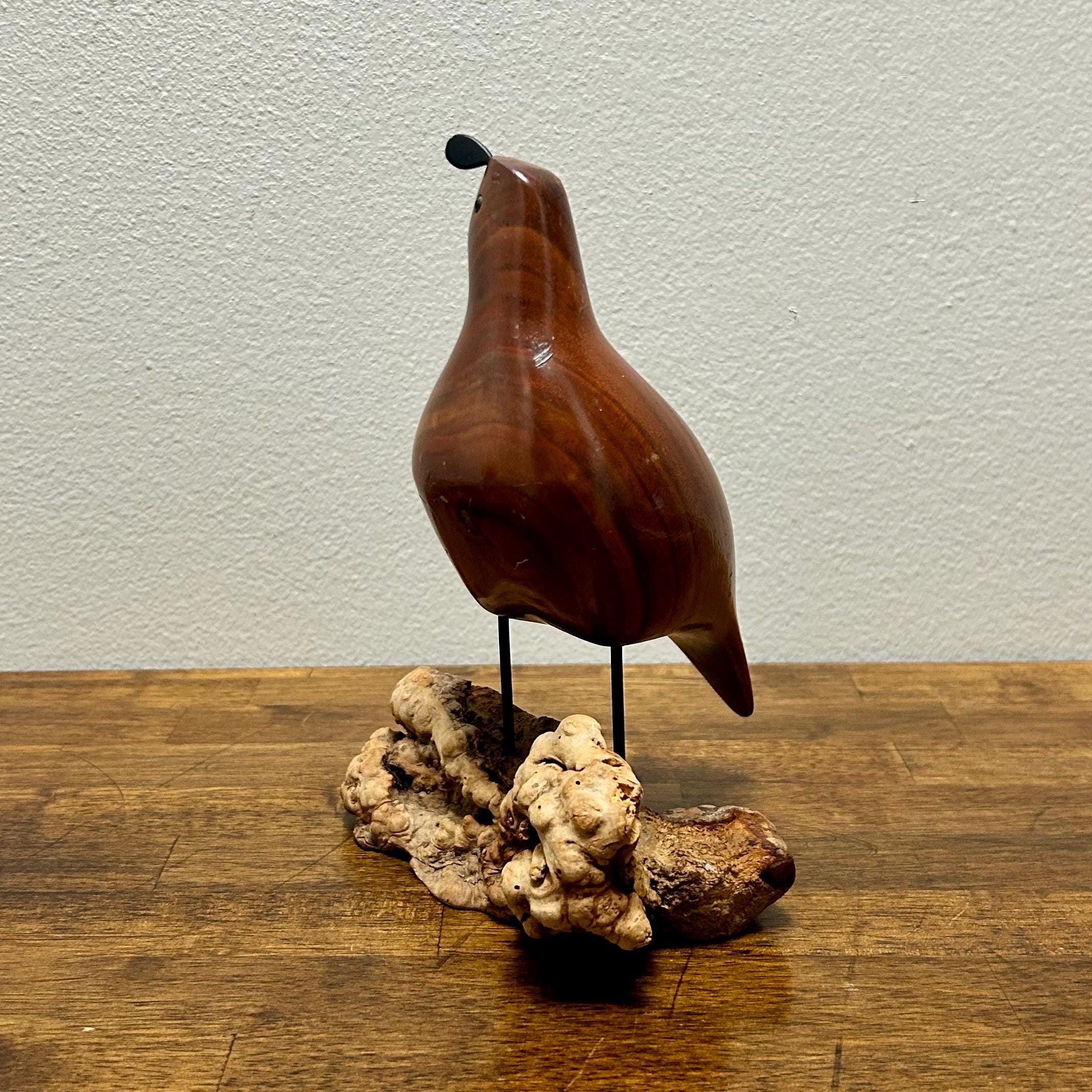 Vintage Wood Quail Sculpture by John Bennett, Hand Carved Walnut Bird ...