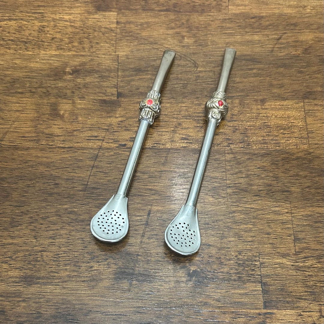 Vintage Bombilla, Yerba Mate Straw, Tea Strainer With Red Gem, Sold ...