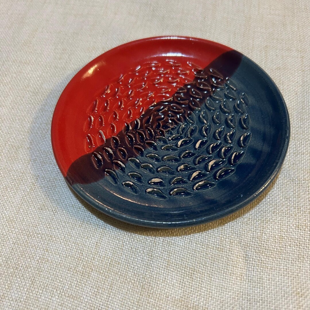 Ceramic Garlic Grater - Grate Plate - Red, Blue & Purple Striped ...